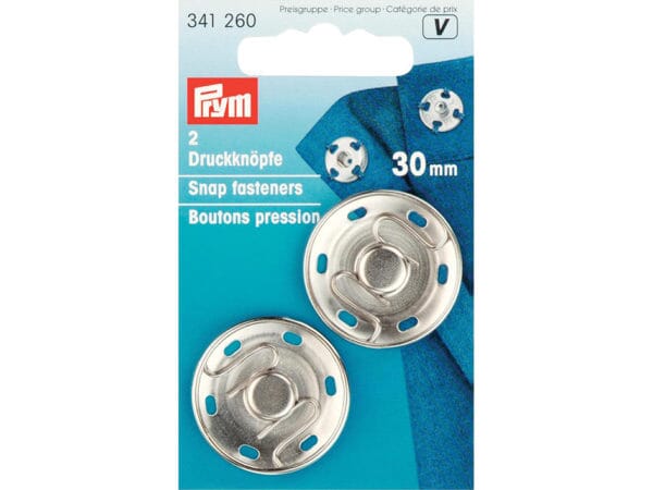 Prym patentknapper - 30 mm/ 2 stk - sølv - Rasmus Design