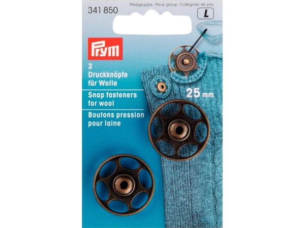 Prym patentknapper for ull - 25 mm - antikk messing - Rasmus Design