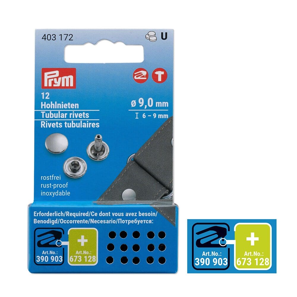 Prym Tabular Rivets - Ø 9 mm - I 6-9 mm - 12 stk - Rasmus Design
